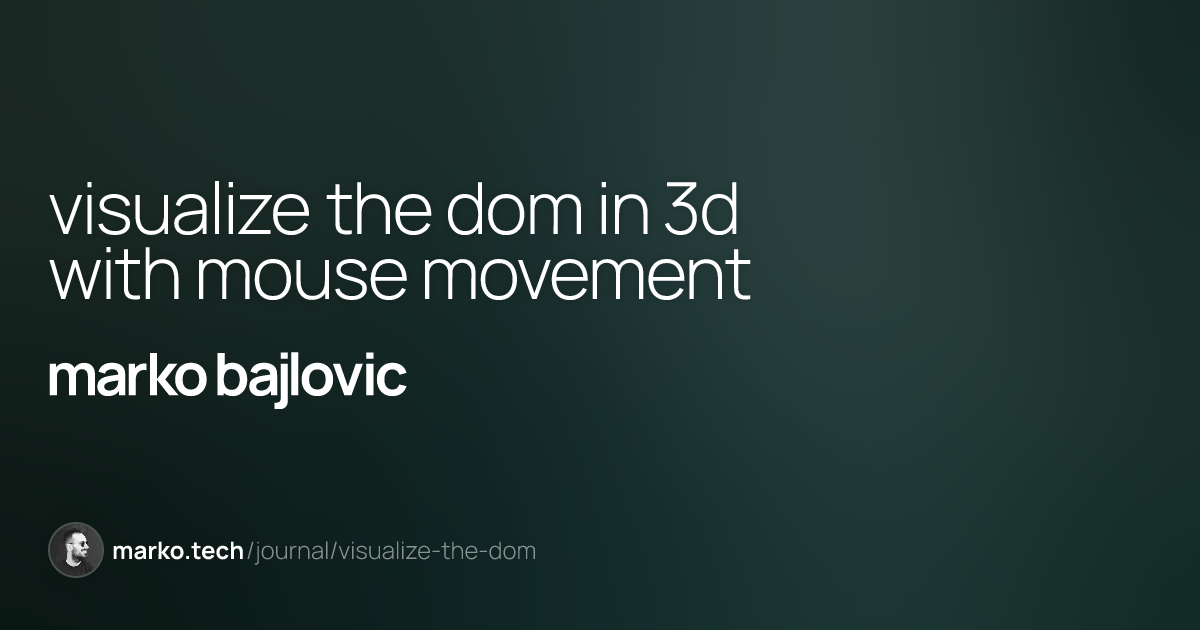Visualize the DOM in 3D with Mouse Movement - marko.tech